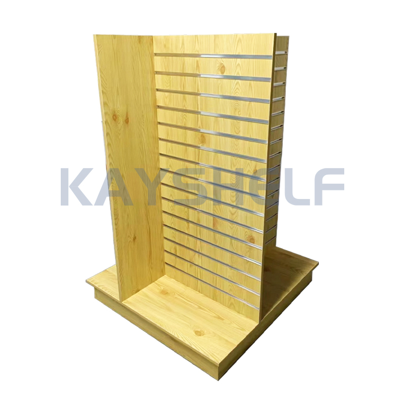 Buy Maple MDF Wooden Two Sided Slatwall Display Stand from China ...